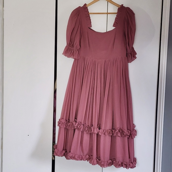 Maya Deluxe | Dresses | Maya Deluxe Chic Mauve Ruffle Midi Dress | Poshmark